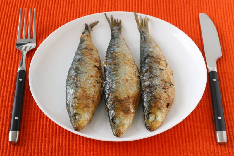 Fried sardines on plate stock photo. Image of food, fried - 22018836
