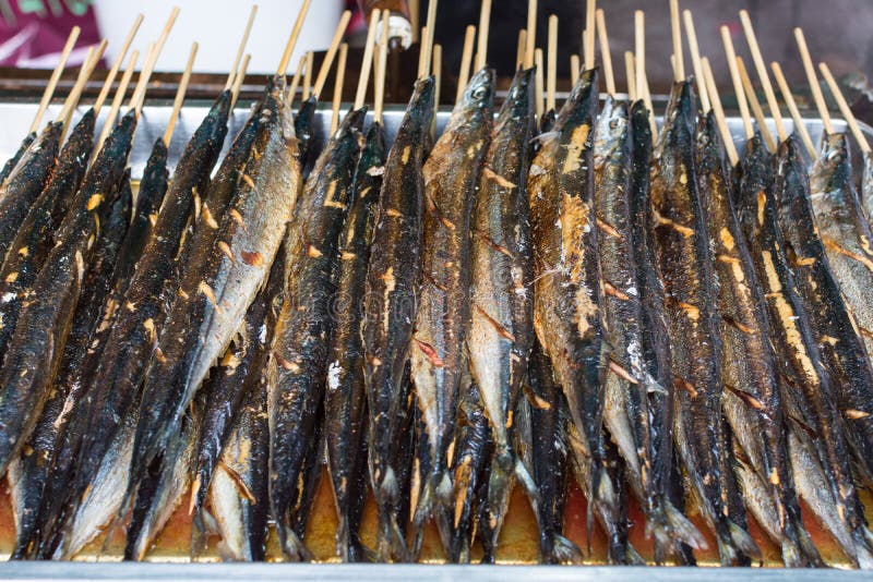 Fried saury fish stock photo. Image of yummy, cook, bunch - 64159212