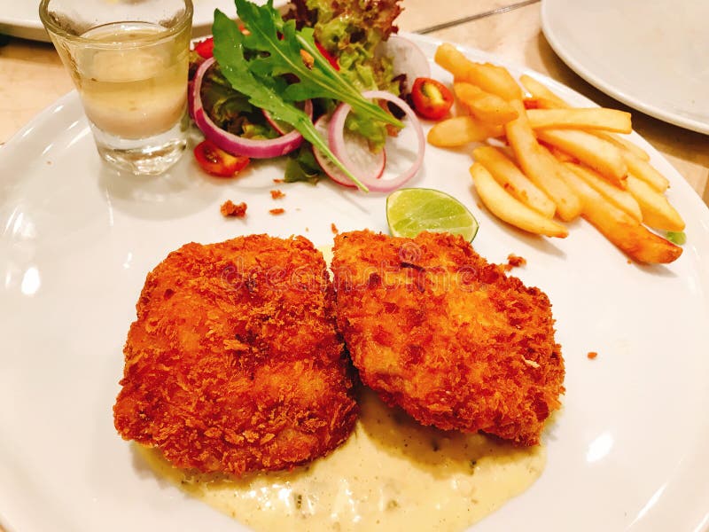 Fried Sea Bass or Snapper Fish Steak. Stock Image - Image of bright ...