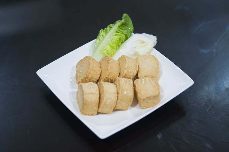 Fried Seafood Tofu for Steamboat Stock Image - Image of lunch, sliced ...