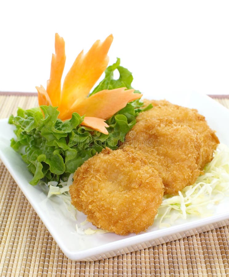 Fried Shrimp Cake with Green Vegetables Stock Photo - Image of sour ...
