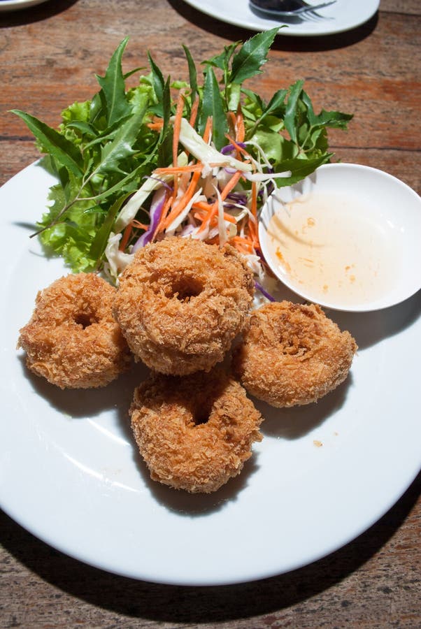 Fried Shrimp Nuggets with Vegetables and Shadow Stock Image - Image of ...