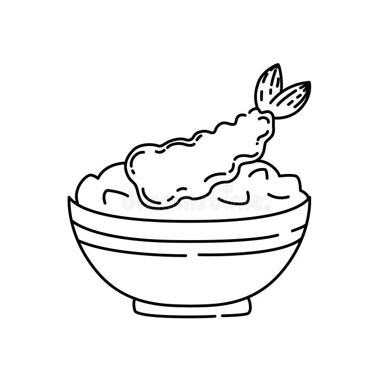 Fried Shrimp Outline Style Vector Illustration Isolated on White ...