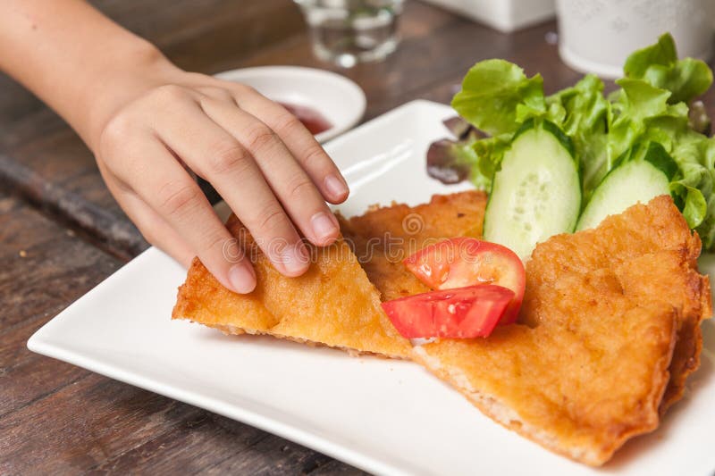 Fried Shrimp Roti in Women S Hand Stock Photo - Image of diet, food ...