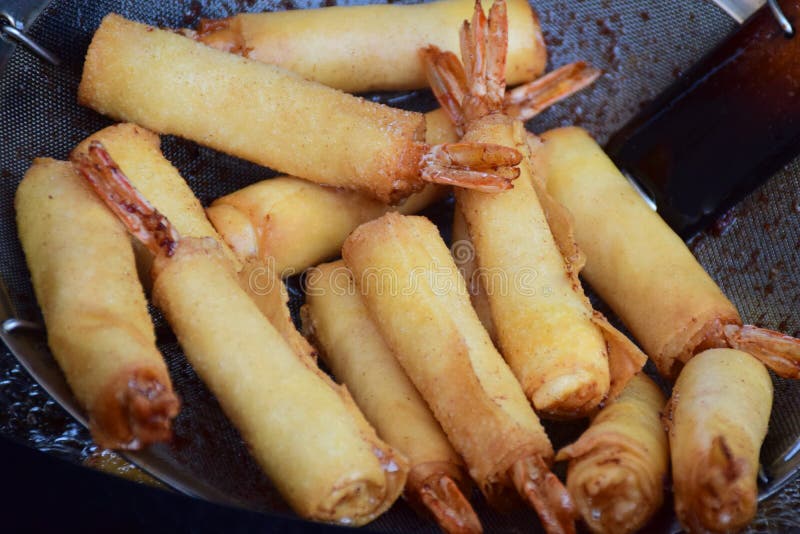Fried Shrimp Spring Rolls stock image. Image of chinese - 233181373