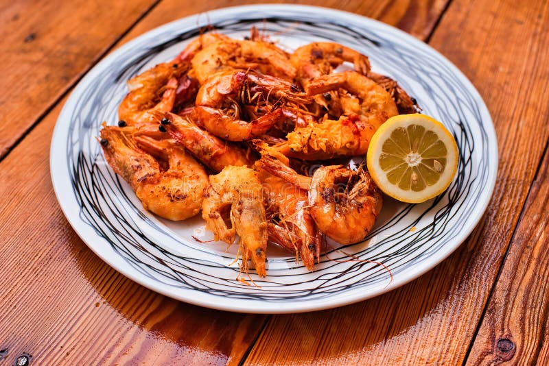 Fried Shrimp, Traditional Appetizer of Greece Stock Photo - Image of ...