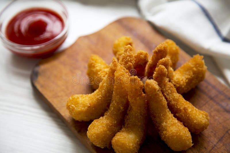 Fried Shrimps Tempura with Sauce, Side View. Stock Image - Image of ...
