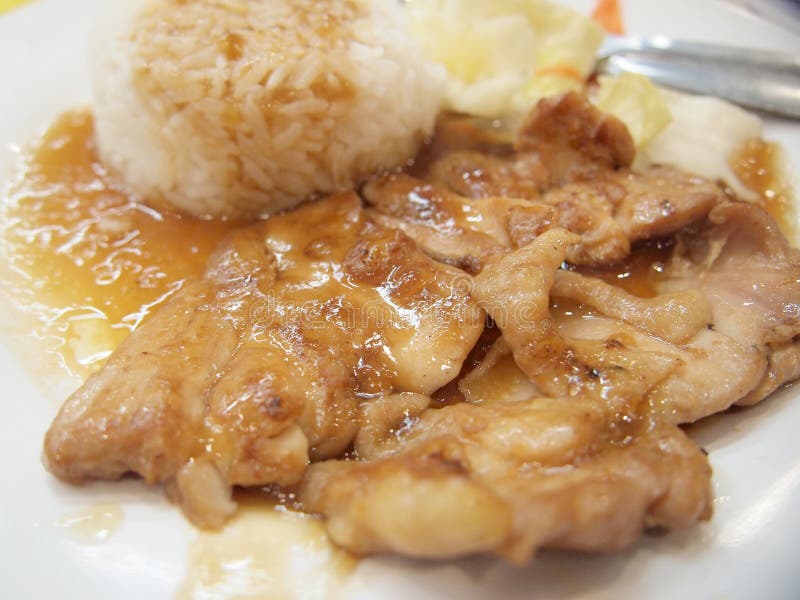 Fried Sliced Pork with Rice and Sauce Stock Image - Image of cuisine ...