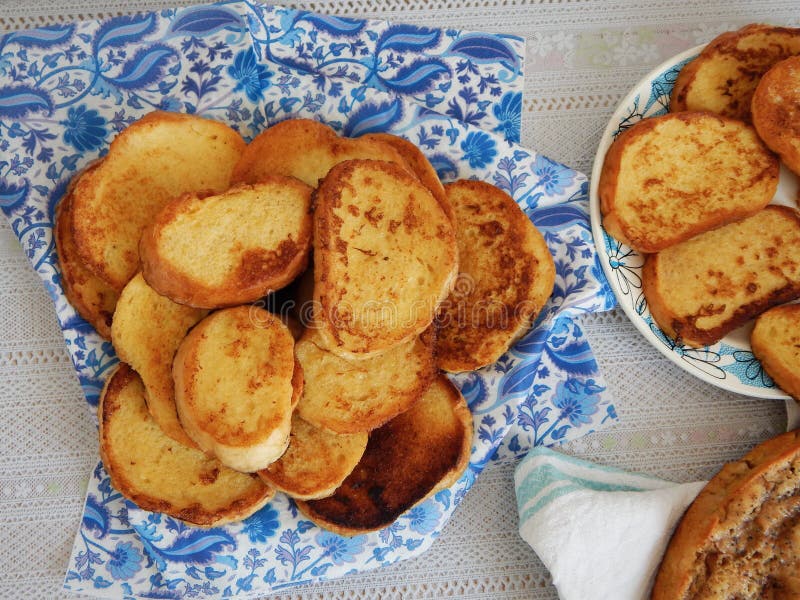 Fried Slices of White Bread Stock Photo - Image of appetizer, gourmet ...