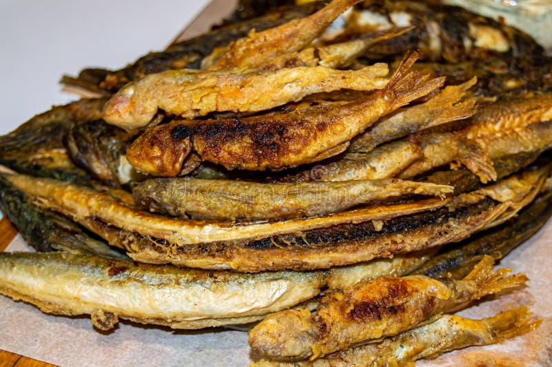 Fried small fish stock image. Image of seafood, tasty - 176355349