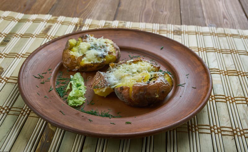 Fried Smashed Potatoes stock image. Image of prepared - 100256203
