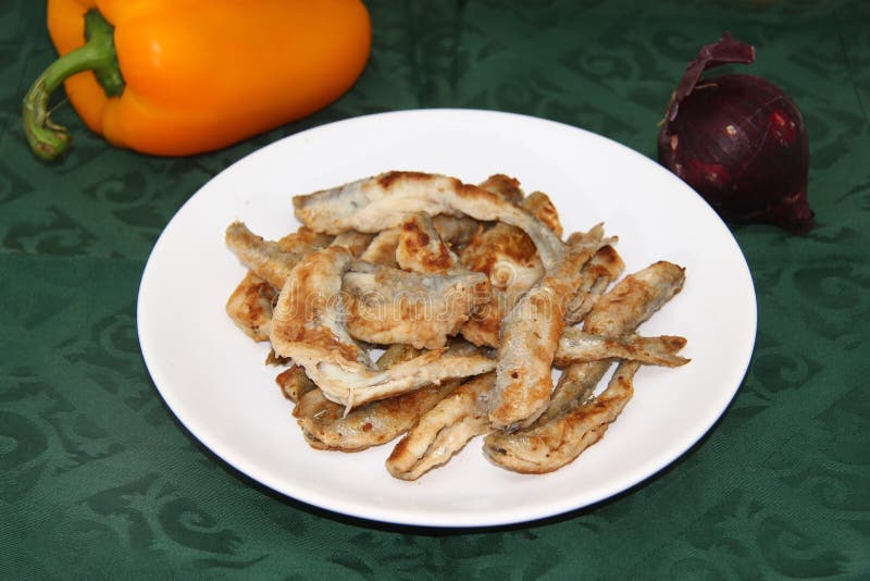 Fried Smelts Baltic Fish on a Dish Stock Image - Image of marine ...