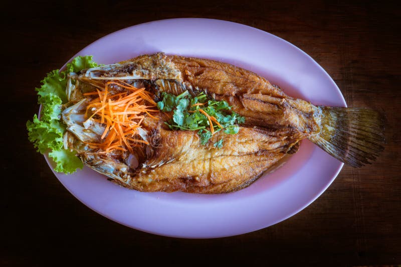 Fried Snapper with Fish Sauce Stock Image - Image of carrot, snapper ...