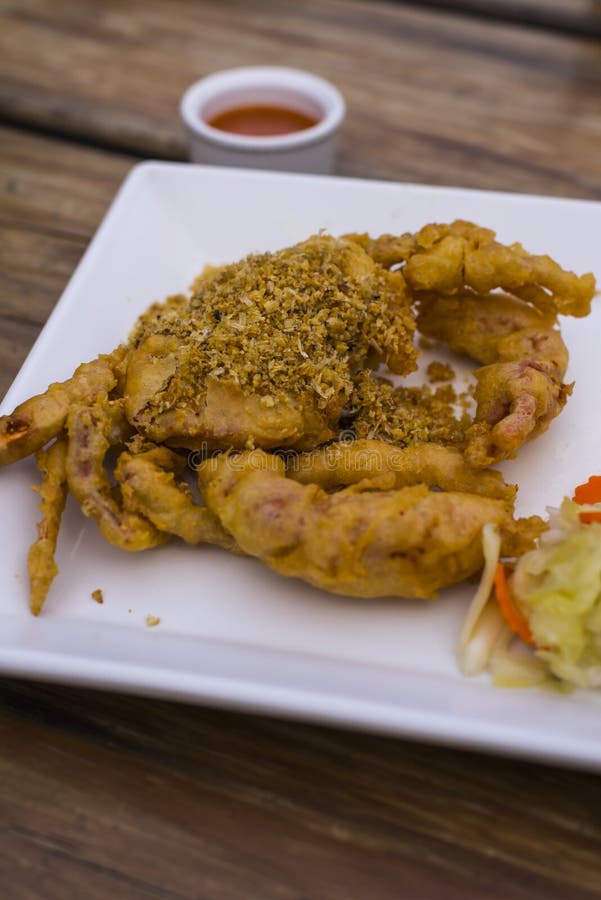 Deep Fried Soft Shell Crab With Garlic And Pepper. Stock Photo - Image ...