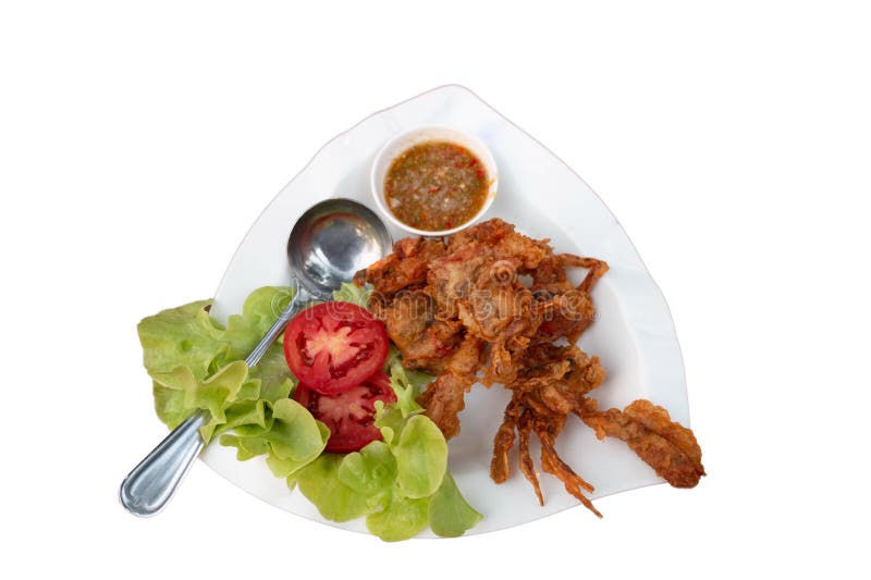 Fried Soft Shell Crab on White Dish Stock Photo - Image of menu, shell ...