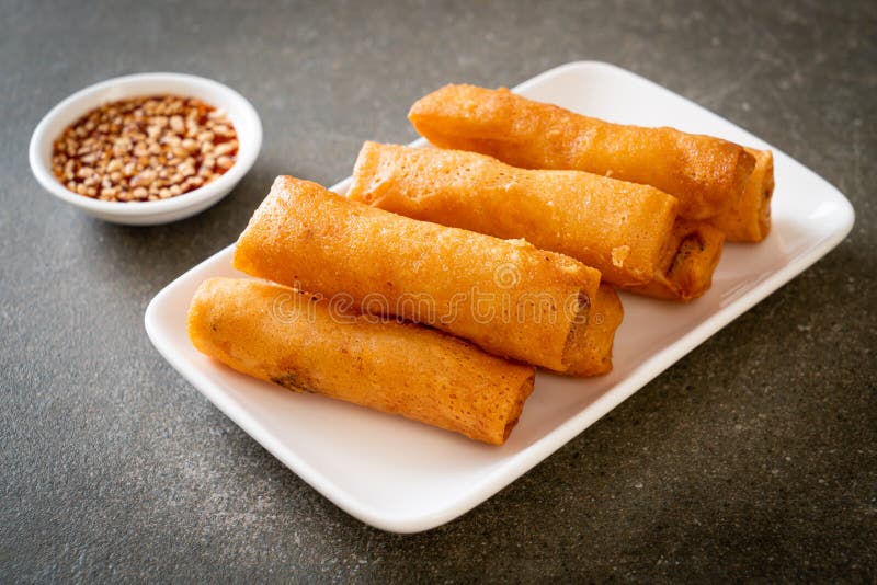 Fried Spring Roll with Sauce Stock Image - Image of chinese ...