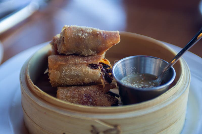 Fried Spring Roll stock photo. Image of vegetables, bamboo - 298080854