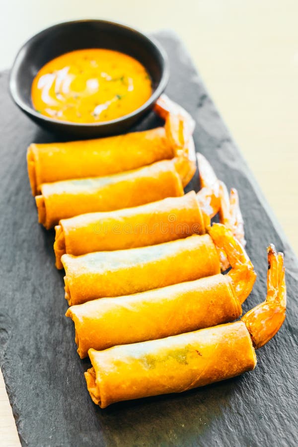 Fried Spring Roll with Shrimp Stock Image - Image of dish, chili: 106304921