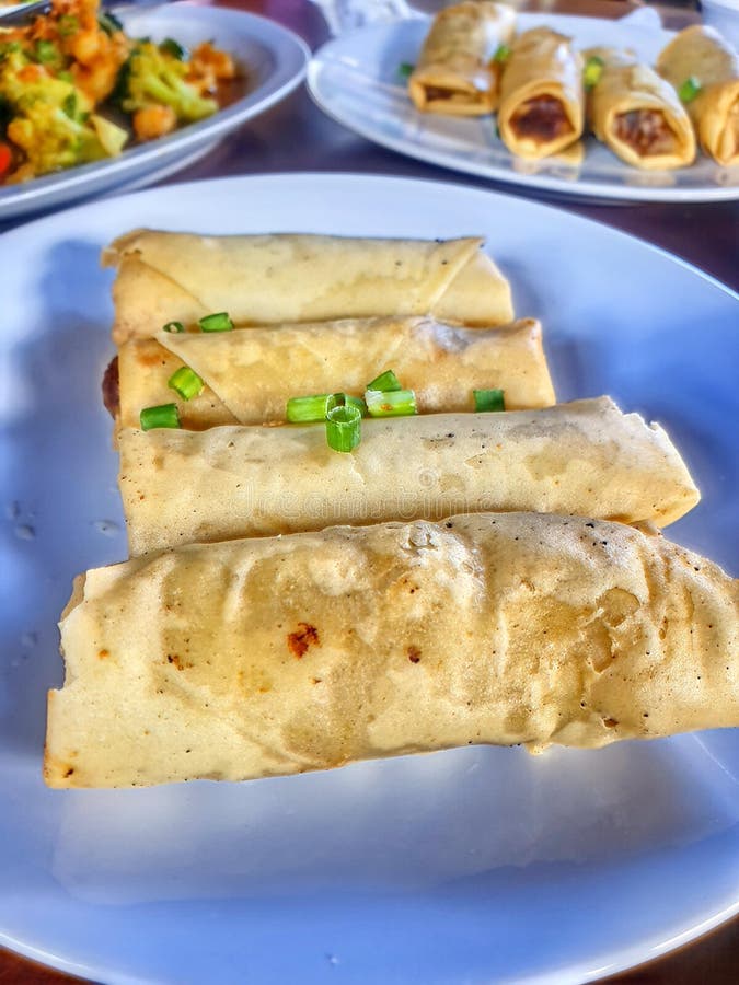 Fried Spring Rolls in Cafe stock image. Image of healthy - 278873917