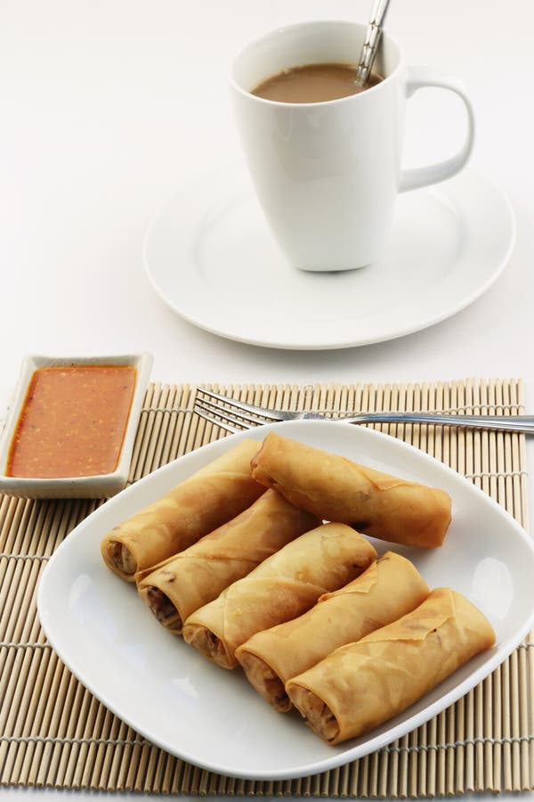 Fried spring rolls on dish stock image. Image of spicy - 19745137