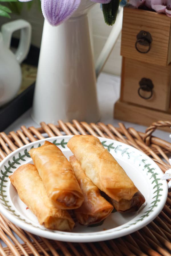 Fried Spring Rolls or Popiah Goreng Stock Image - Image of crunchy ...