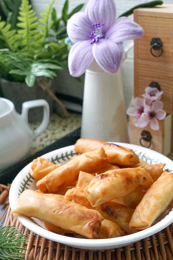 Fried Spring Rolls or Popiah Goreng Stock Photo - Image of meal, dinner ...