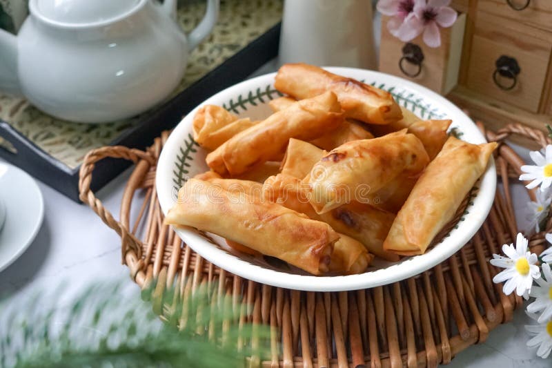 Fried Spring Rolls or Popiah Goreng Stock Image - Image of seafood ...