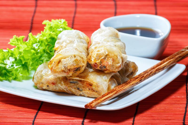 Fried spring rolls stock photo. Image of cooking, bamboo - 43960202