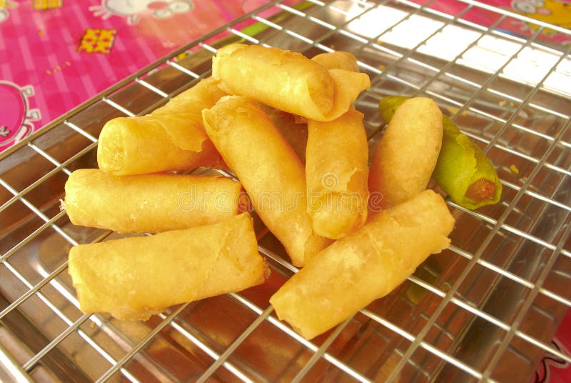 Fried spring rolls. stock photo. Image of roll, spring - 148491248