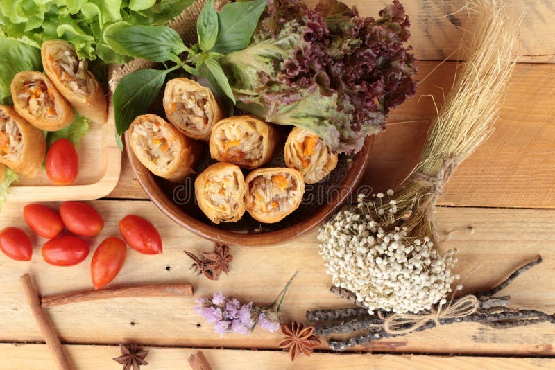 Fried Spring Rolls Traditional for Appetizer Food. Stock Image - Image ...