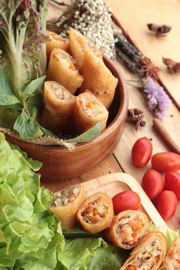 Fried Spring Rolls Traditional for Appetizer Food. Stock Image - Image ...