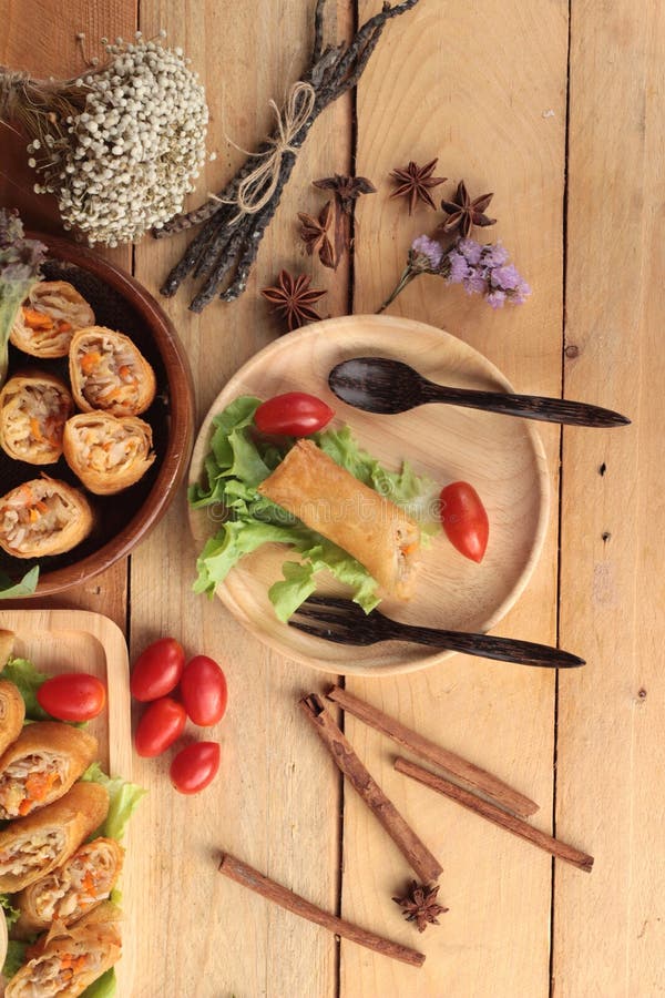 Fried Spring Rolls Traditional for Appetizer Food. Stock Photo - Image ...