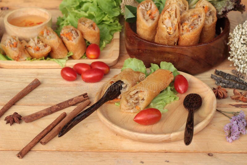 Fried Spring Rolls Traditional for Appetizer Food. Stock Image - Image ...