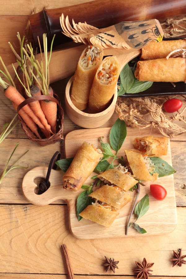 Fried Spring Rolls Traditional for Appetizer Food. Stock Photo - Image ...