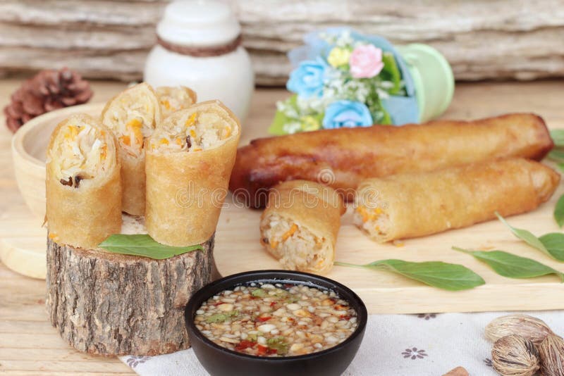 Fried Spring Rolls Traditional for Appetizer Food. Stock Image - Image ...