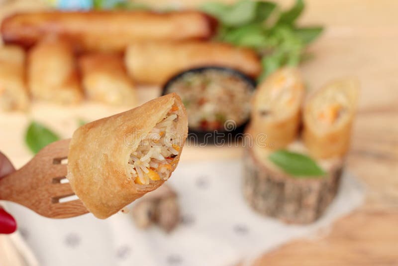 Fried Spring Rolls Traditional for Appetizer Food. Stock Image - Image ...