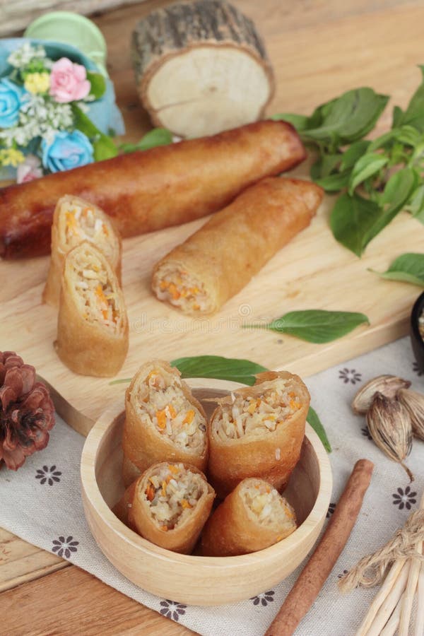Fried Spring Rolls Traditional for Appetizer Food. Stock Photo - Image ...