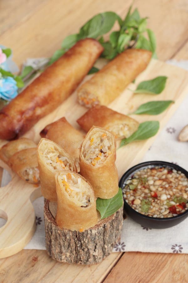 Fried Spring Rolls Traditional for Appetizer Food. Stock Photo - Image ...