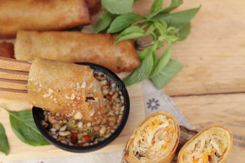 Fried Spring Rolls Traditional for Appetizer Food. Stock Photo - Image ...