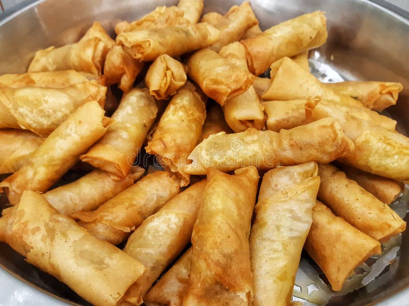 Fried Spring Rolls with Various Fillings Delicious As a Snack Stock ...