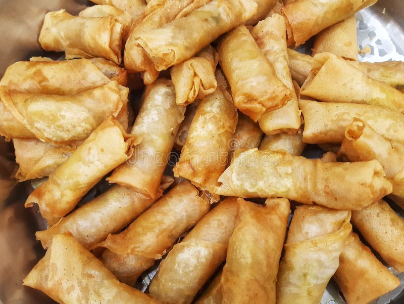 Fried Spring Rolls with Various Fillings Delicious As a Snack Stock ...