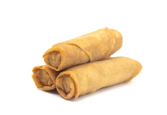 Fried Spring Rolls on a White Background Stock Image - Image of macro ...