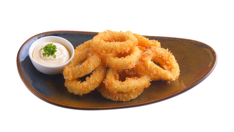 Fried Squid in Ceramic Plate Stock Photo - Image of ceramic, breaded ...
