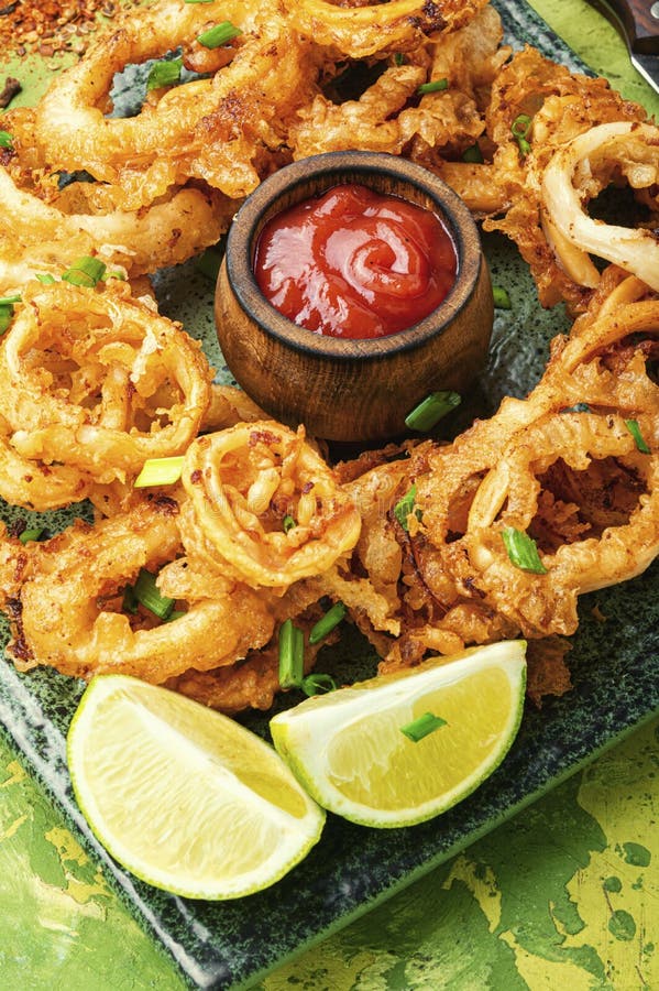 Fried squid rings breaded stock photo. Image of breaded - 171285568
