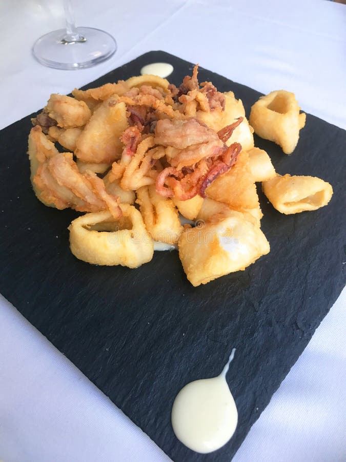 Fried Squids Serving. Spain Stock Photo - Image of fried, dish: 365391282