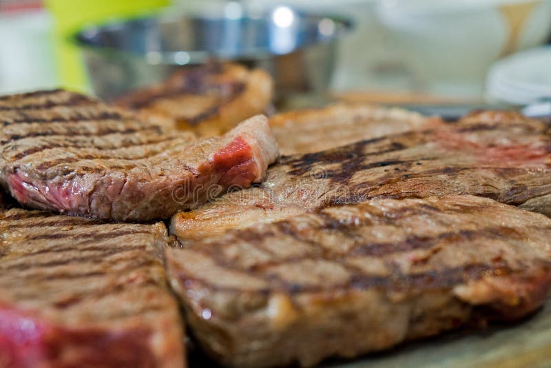 Fried steak marbled beef stock image. Image of fibers - 142524687