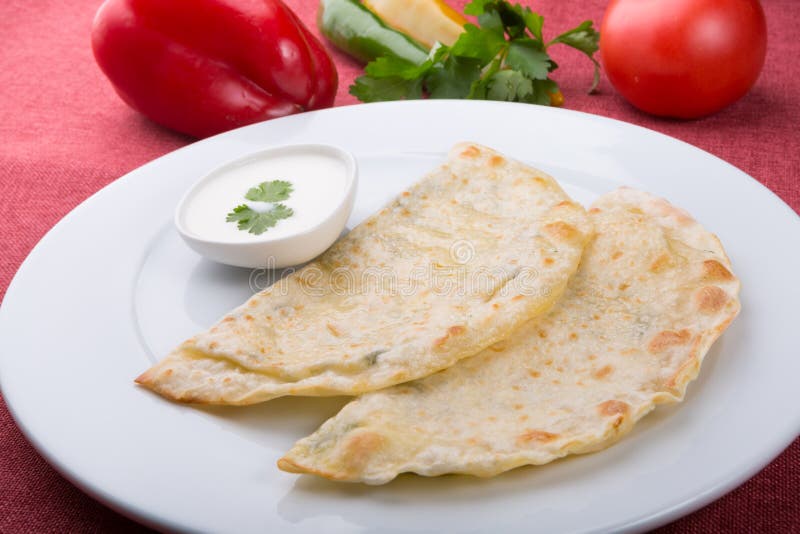 Fried Stuffed Asian Dough Bread Stuffed with Cheese or Meat Stock Image ...