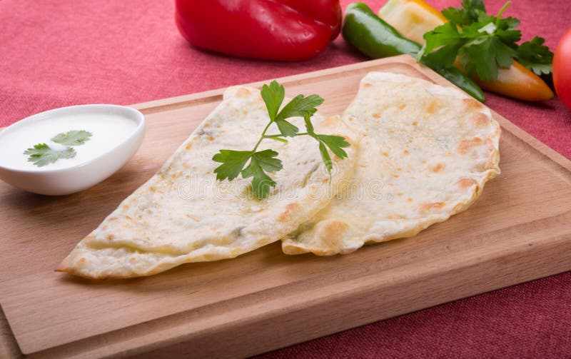 Fried Stuffed Asian Dough Bread Stuffed with Cheese or Meat Stock Image ...