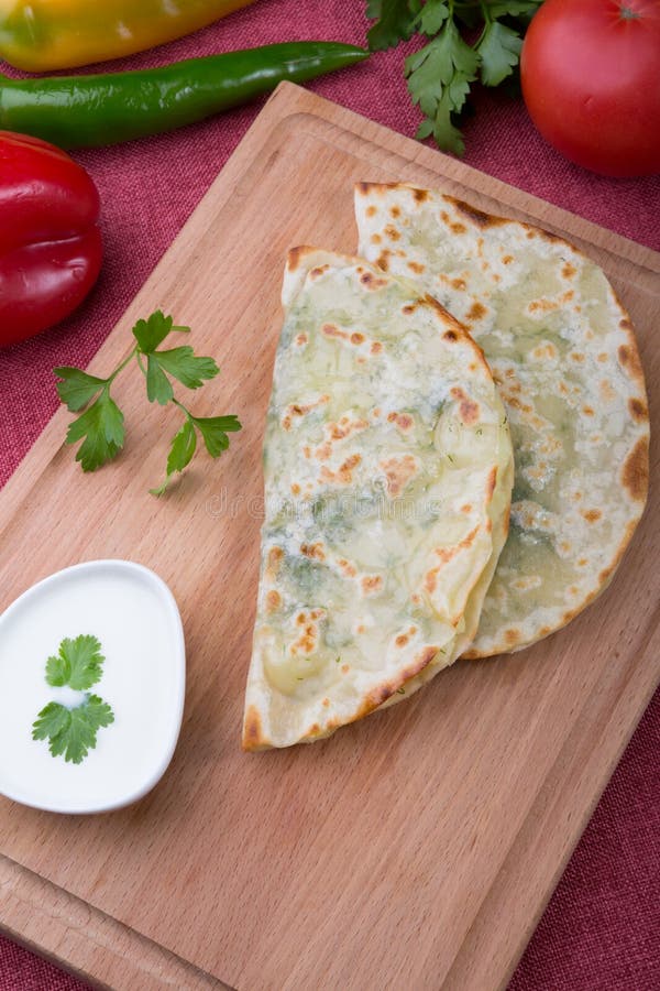 Fried Stuffed Asian Dough Bread Stuffed with Cheese or Meat Stock Image ...