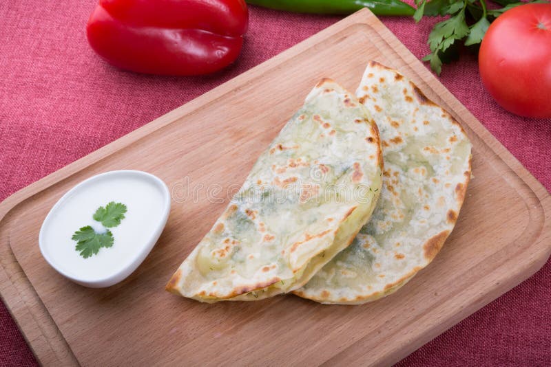Fried Stuffed Asian Dough Bread Stuffed with Cheese or Meat Stock Image ...